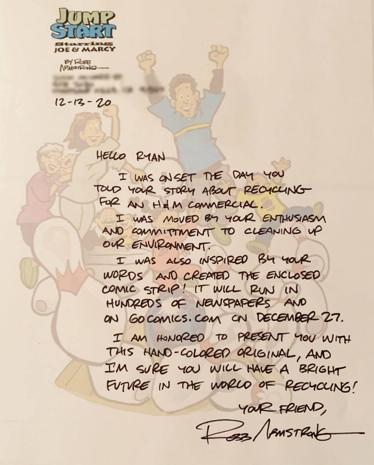 Ryan inspired JUMP START comic from Robb Armstrong | Ryan's Recycling